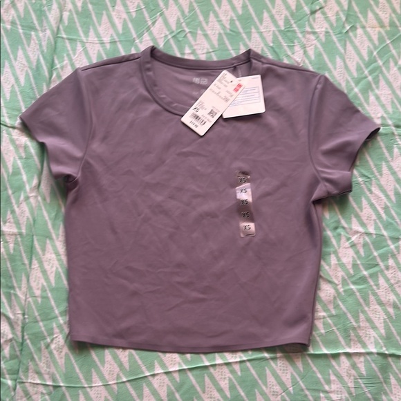 Uniqlo | Tops | Uniqlo Purple Fitted Crop Tee | Poshmark